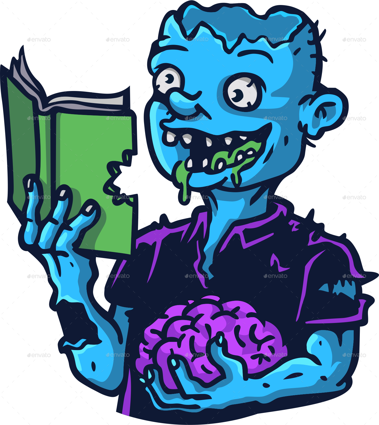 Zombie Reading The Book Design Fantasy, Vectors | GraphicRiver