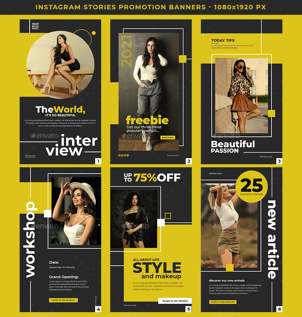 50 Instagram Stories Banners, Web Elements | GraphicRiver