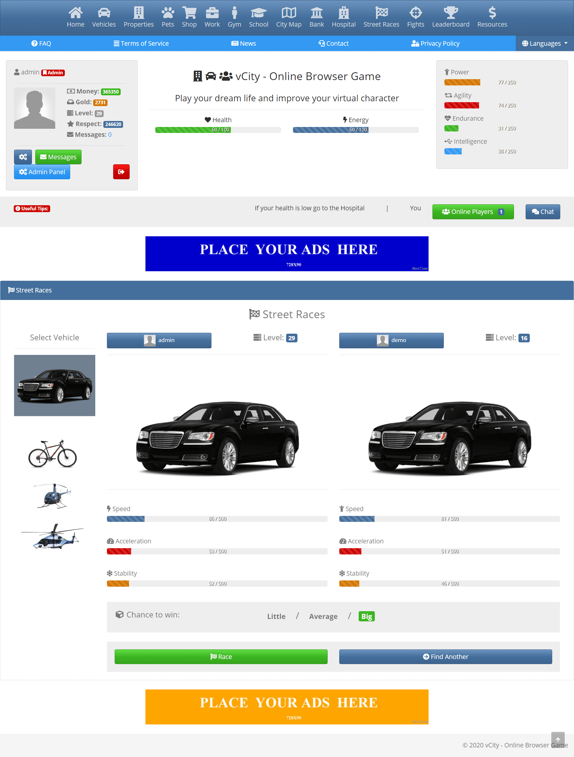 vCity - Online Browser Game Platform by Antonov_WEB | CodeCanyon