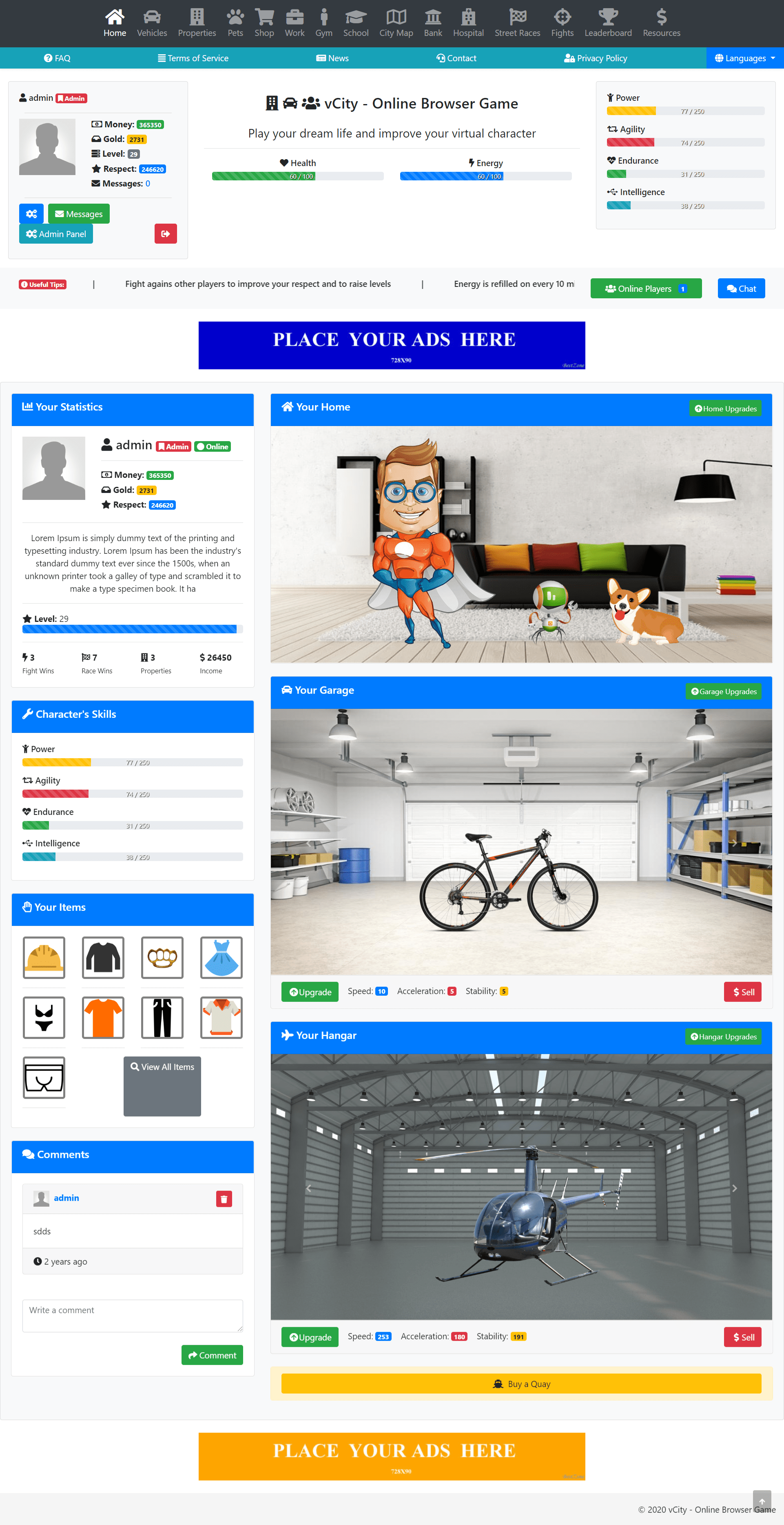 vCity - Online Browser Game Platform by Antonov_WEB | CodeCanyon