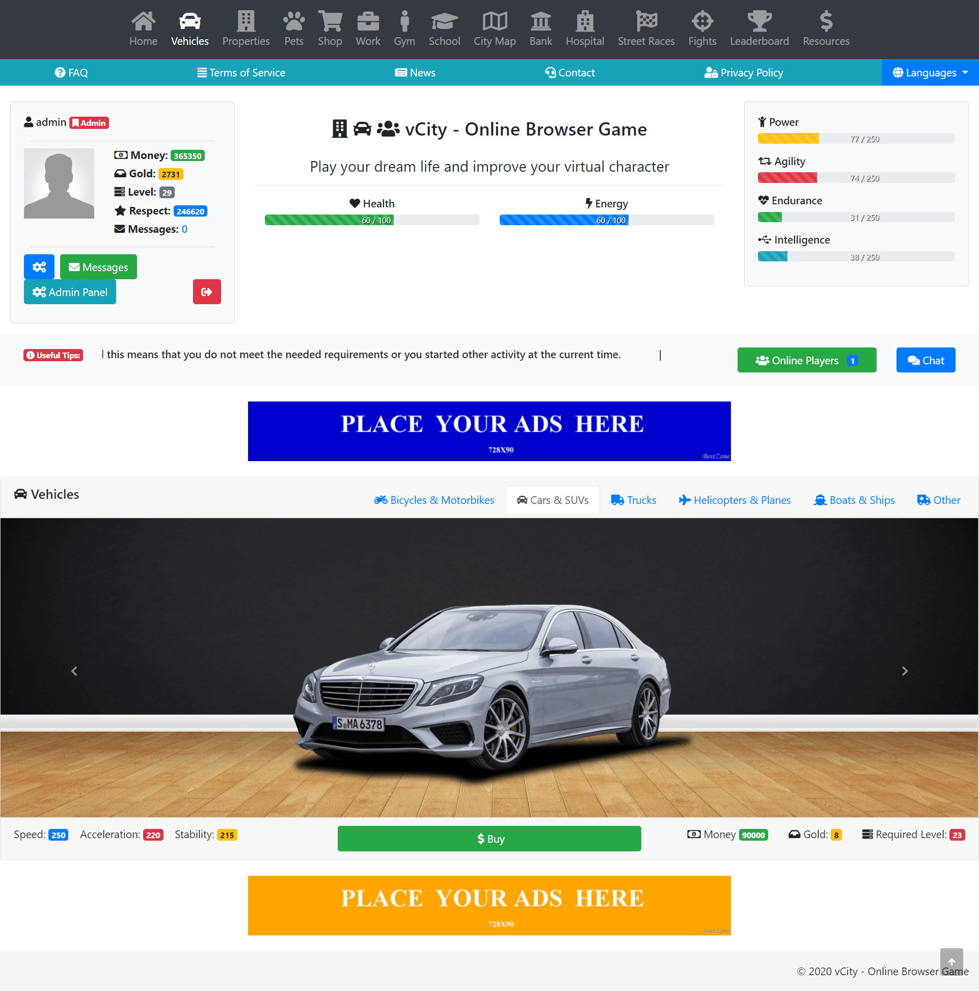 vCity - Online Browser Game Platform by Antonov_WEB | CodeCanyon