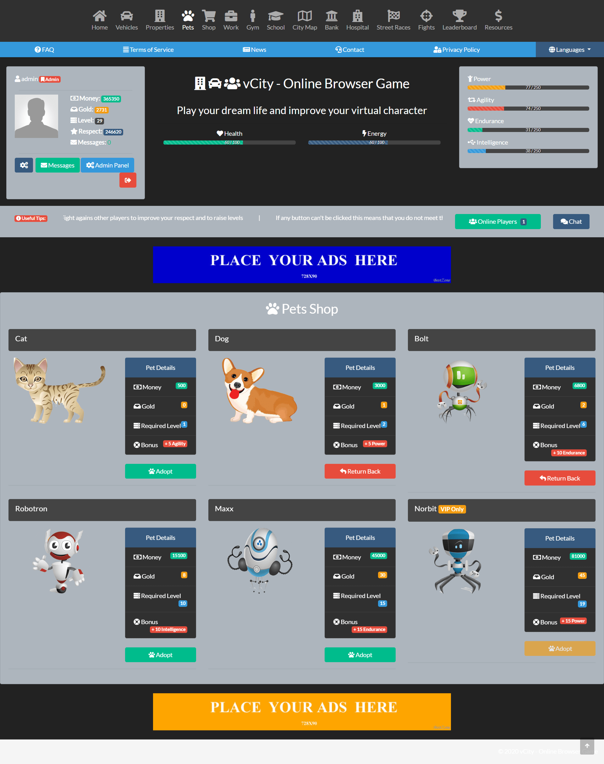 vCity - Online Browser Game Platform by Antonov_WEB | CodeCanyon