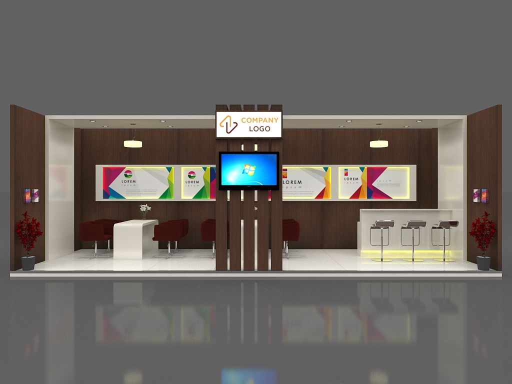 Exhibition Booth 3D Model - 9x3 mtr by piyushp78 | 3DOcean