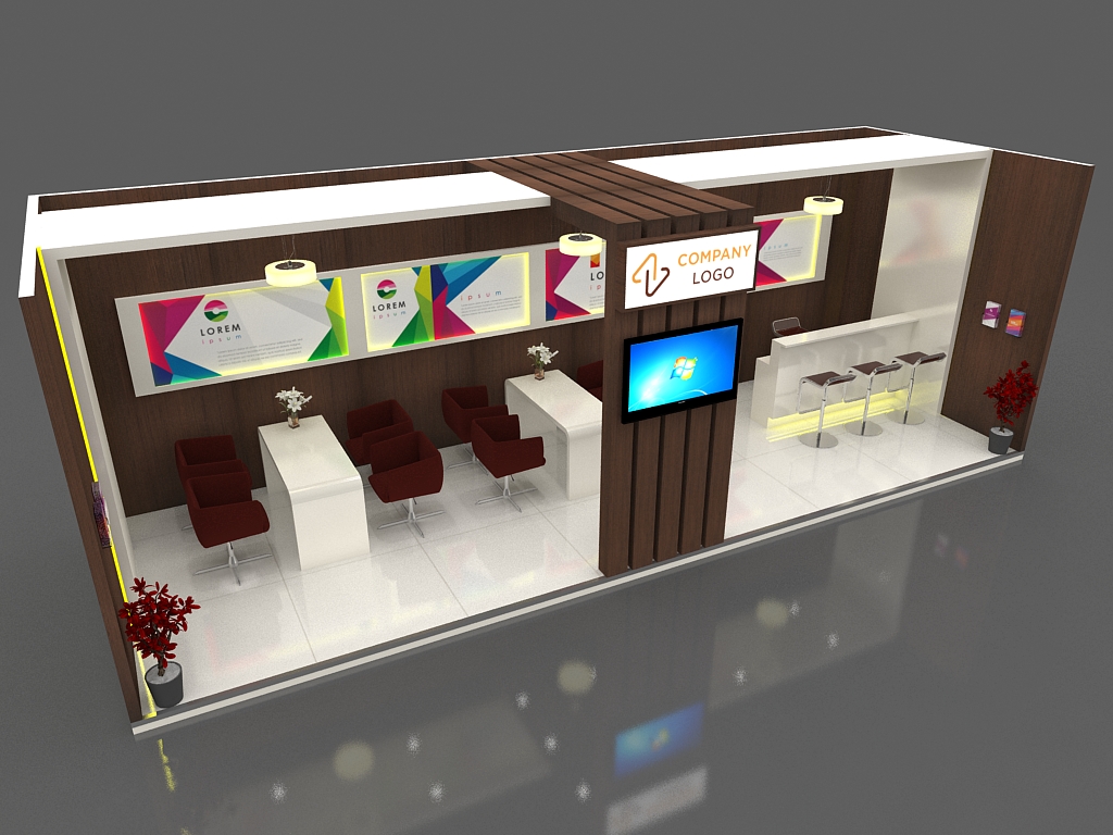 Exhibition Booth 3D Model - 9x3 mtr by piyushp78 | 3DOcean