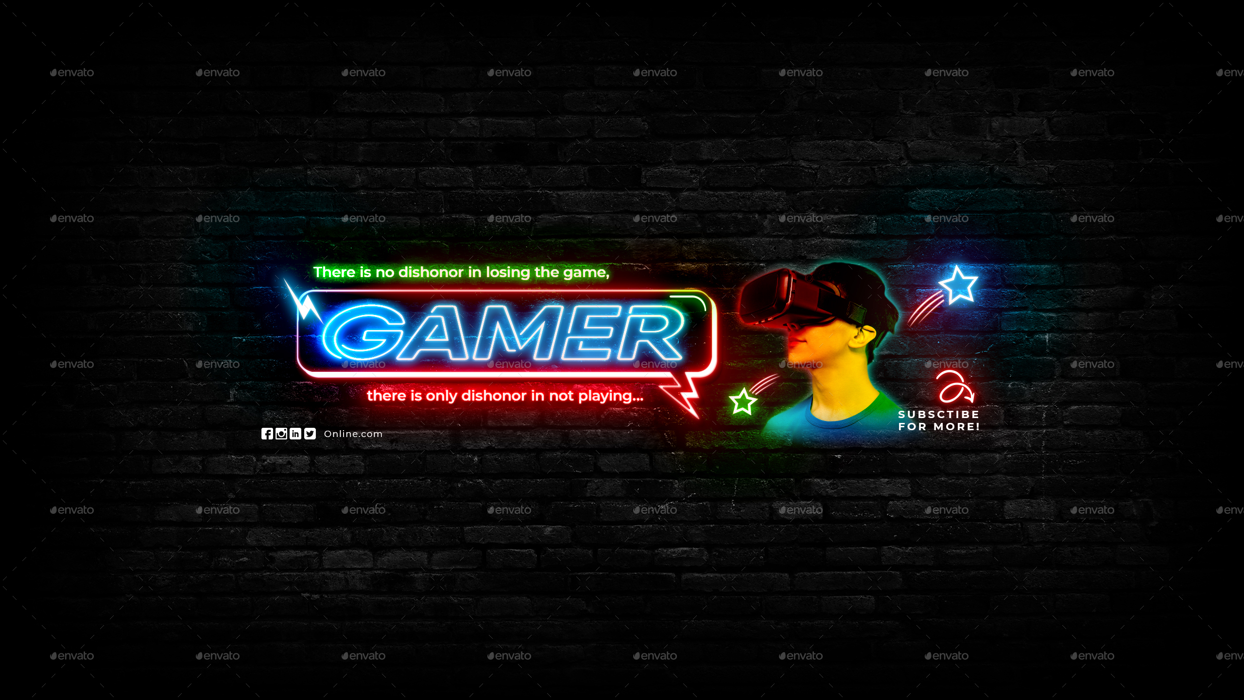 10-NEON YouTube & Thumbnail Channel Art, Web Elements | GraphicRiver