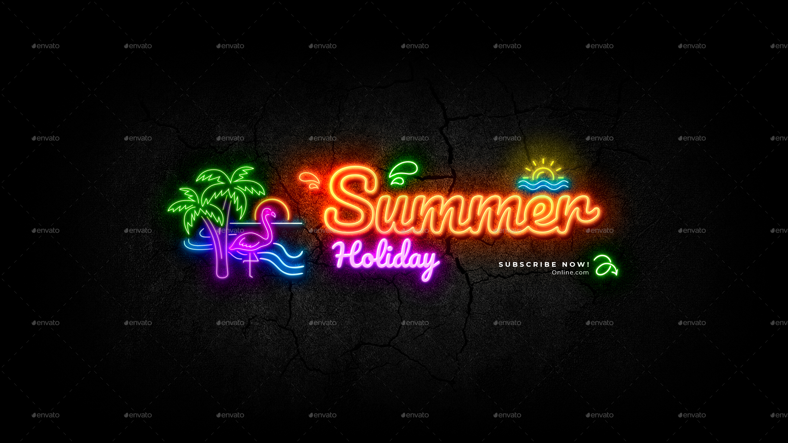 10-NEON YouTube & Thumbnail Channel Art, Web Elements | GraphicRiver