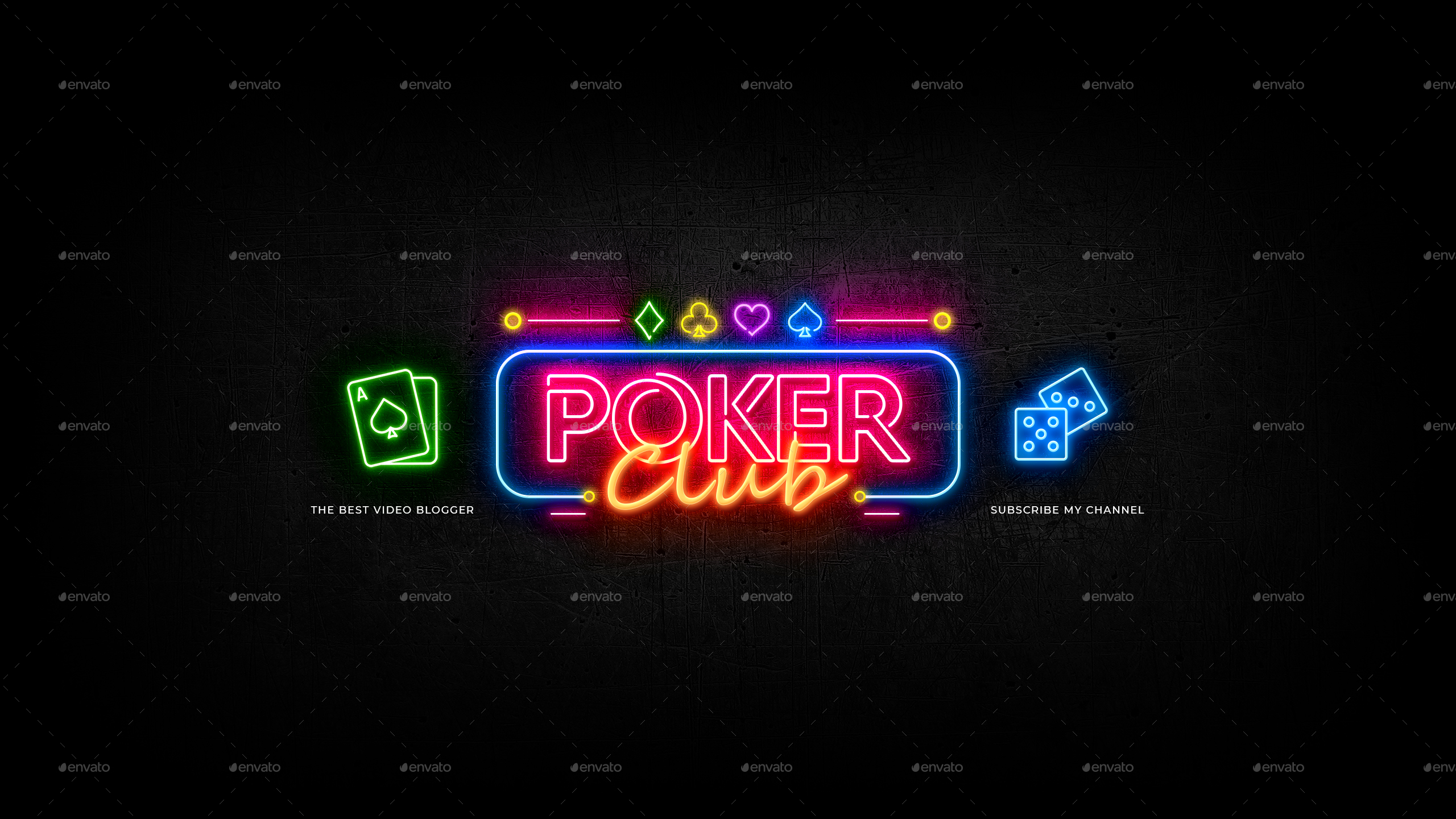 10-NEON YouTube & Thumbnail Channel Art, Web Elements | GraphicRiver