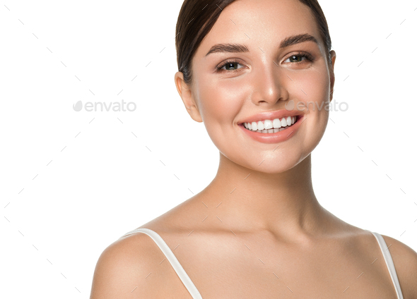 Healthy teeth smile woman beauty skin cosmetic spa portrait Stock Photo ...