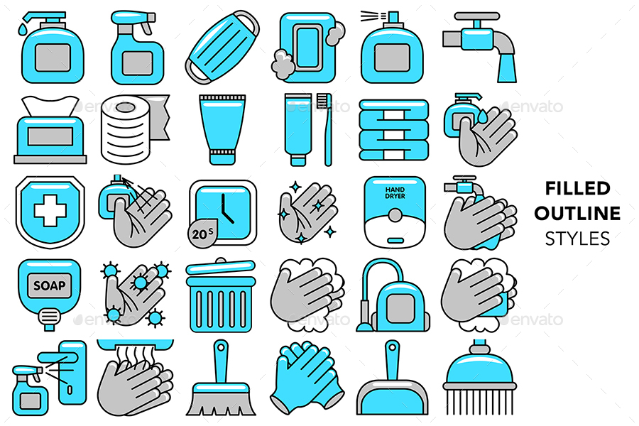 Hygiene Vector Icons, Icons | GraphicRiver