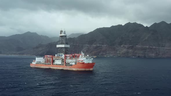 Drill Ship During Exploration and Drilling of Oil and Natural Gas in ...