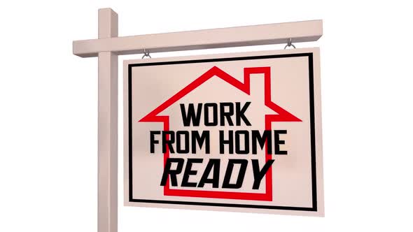 Work From Home Ready House Home For Sale Sign Remote Working 3d ...
