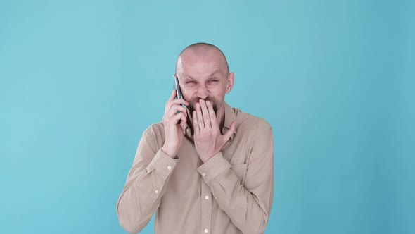Joke Call Phone Prank Amused Man Giggling Gif Loop, Stock Footage ...