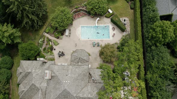 Aerial View of Backyard Pool and Swimming People, Stock Footage | VideoHive