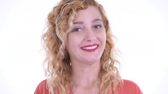 Face of Happy Beautiful Blonde Businesswoman Nodding Head Yes, Stock ...