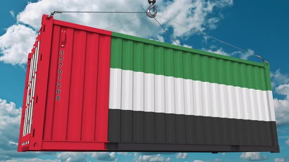 Cargo Container with Flag of the United Arab Emirates, Motion Graphics