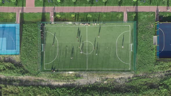 Playing Football on Football Soccer Field Top view, Stock Footage ...
