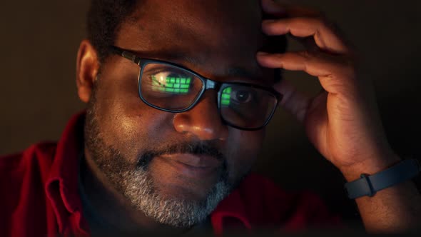 Happy man reading from screen, Stock Footage | VideoHive