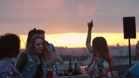 Girls Dancing at Rooftop Party, Stock Footage | VideoHive