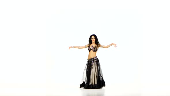 Beautiful Young Exotic Belly Dancer Shaking Her Hips, on White, Stock ...
