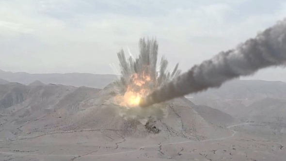 Meteor Asteroid Crash In The Desert Mountain, Motion Graphics | VideoHive