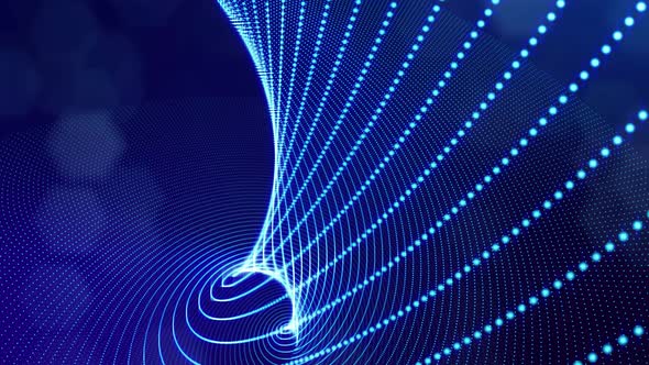 Blue High Tech Bg with Glow Particles Form Complex Spiral Structure ...