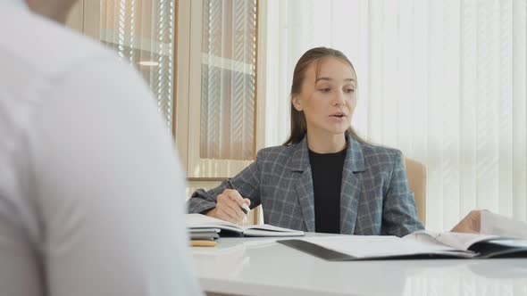 Young executive or boss interview business man in the office ...