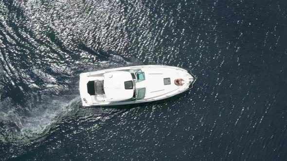 Overhead White Private Yacht Sailing By Miami Bay, Stock Footage ...
