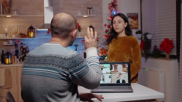 Woman Interrupting Business Video Call for Man, Stock Footage | VideoHive