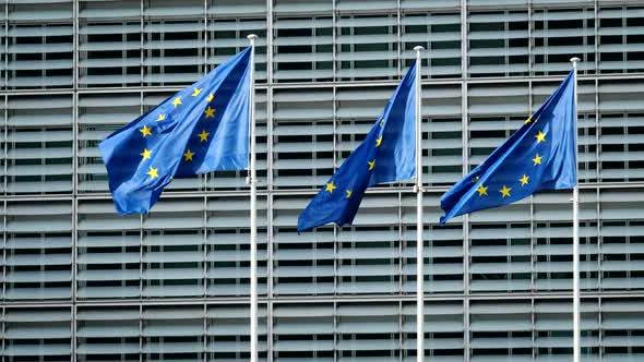 EU Flags in Front of European Commission, Stock Footage | VideoHive