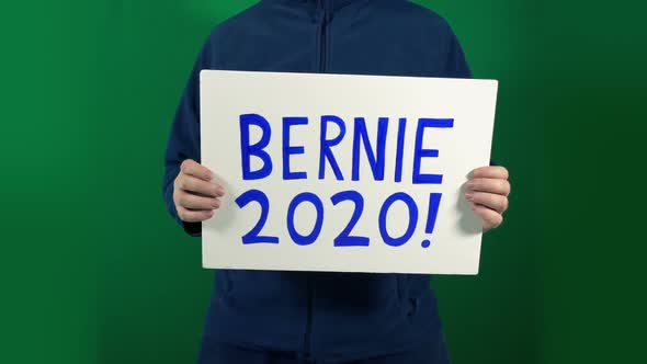Bernie Sanders 2020 Sign Held Up With Alpha Matte, Stock Footage ...