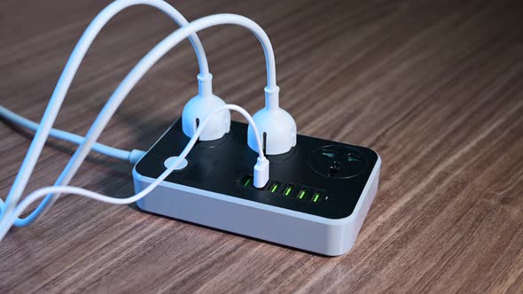 Male Hand Plugging Cables Into a Power Outlet, Stock Footage | VideoHive