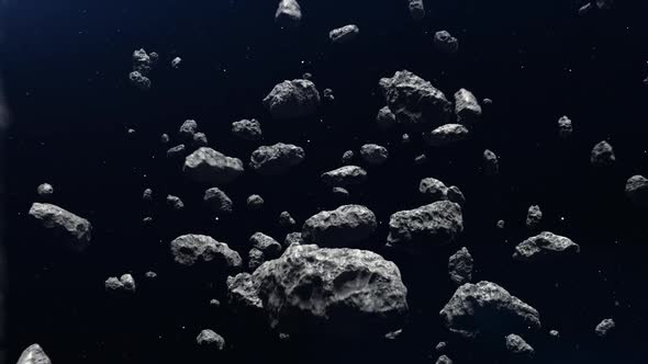 large number of asteroids flying in outer space spectacular video ...