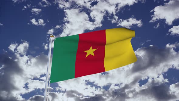 Cameroon Flag With Sky 4k, Motion Graphics | VideoHive
