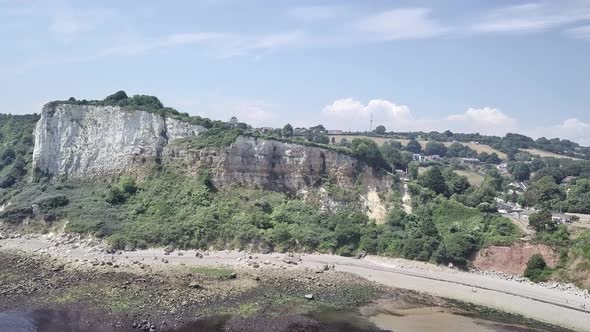 Aerial travelling shot of the Jurassic Coast Rock face., Stock Footage