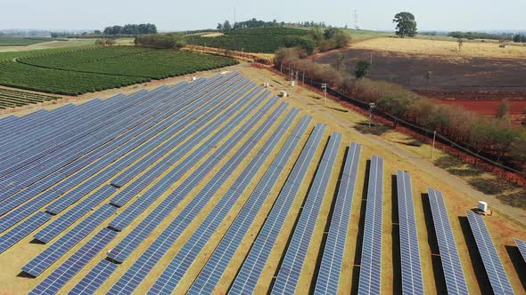 Photovoltaic solar panels field. Alternative energy generation. Green ...