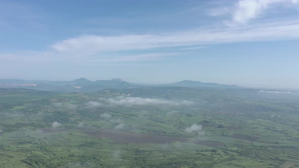 Foggy morning and clouds above valley of Stol Deli Jovan and Veliki KRs ...
