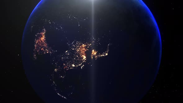 Realistic Earth Night Zoom Out Clouds Korea, Motion Graphics | VideoHive