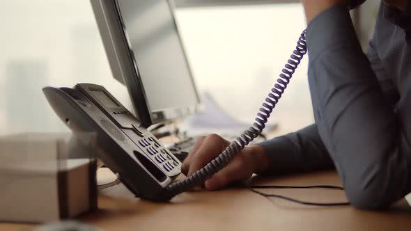 Phone On Workplac Office Worker Businessman.Office Work Overtime.Worker ...