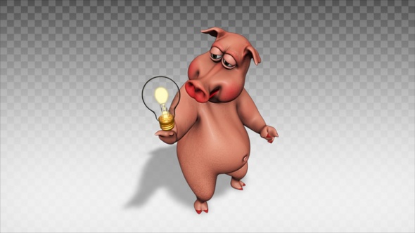 Cartoon Pig - Show Light Bulb, Motion Graphics | VideoHive