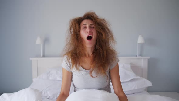 Beautiful Woman Wake Up in Morning Feeling Refresh and Happy, Stock Footage