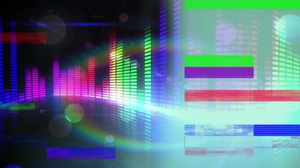 Animation of colorful sound bar on black background, Motion Graphics