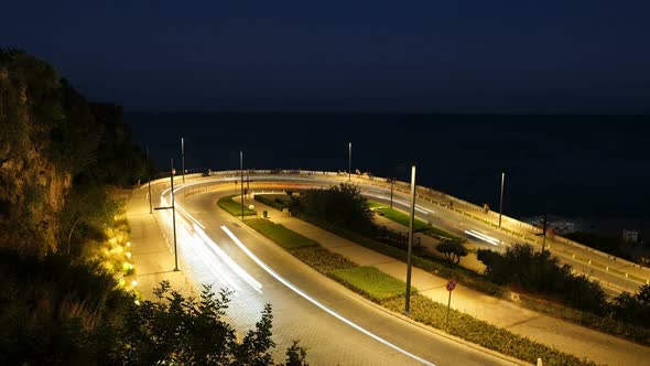 Long exposure day to night time lapse at Antalya Konyaalti, Stock Footage
