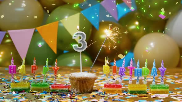 Happy Birthday, Three Year Old Child. Beautiful Happy Birthday ...