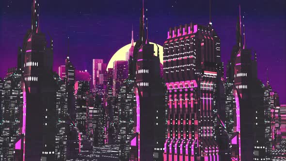Retro Cyber City Background, Motion Graphics | VideoHive