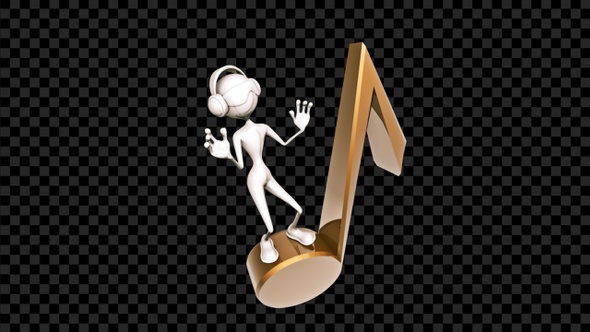 Cartoon 3D Man Character - Dance On Musical Note, Motion Graphics ...