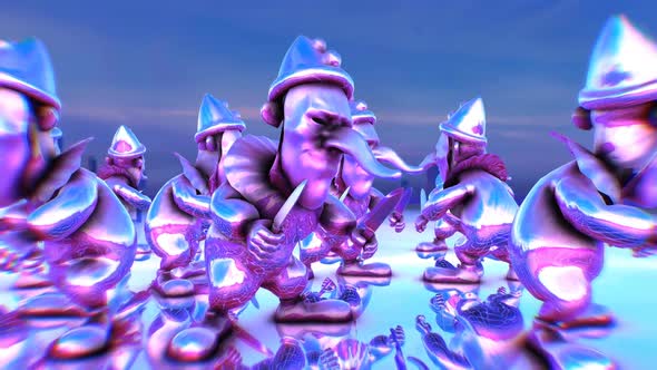 Metal clowns with knives. Futuristic background., Motion Graphics ...