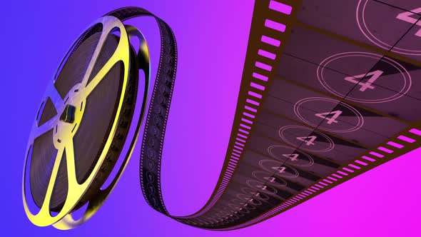 Film Strip and Film Reel in Cinema Spool with Sequence Countdown ...
