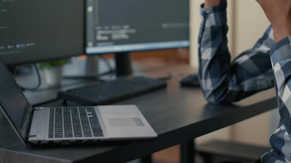 Closeup of Programer Hands Typing Machine Learning Code on Laptop ...