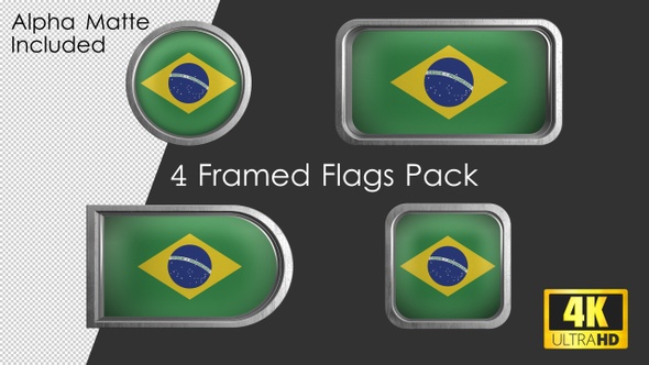 Framed Brazil Flag Pack, Motion Graphics | VideoHive