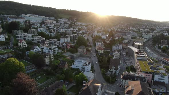 Aerial view of Horgen town in the canton of Zurich in Switzerland ...